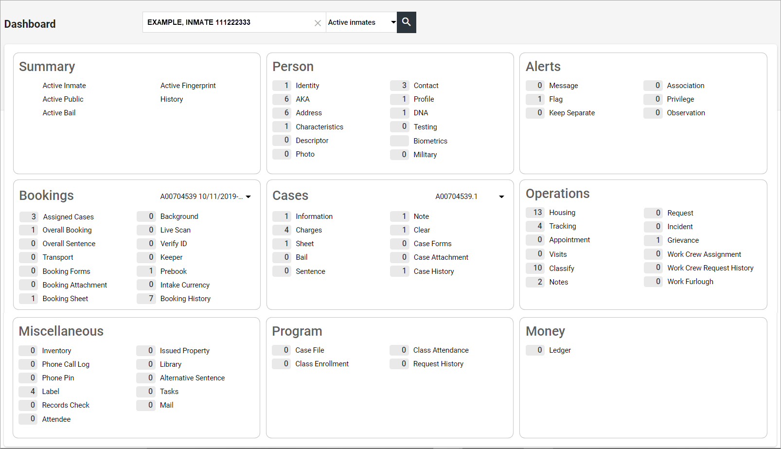 Inmate Dashboard